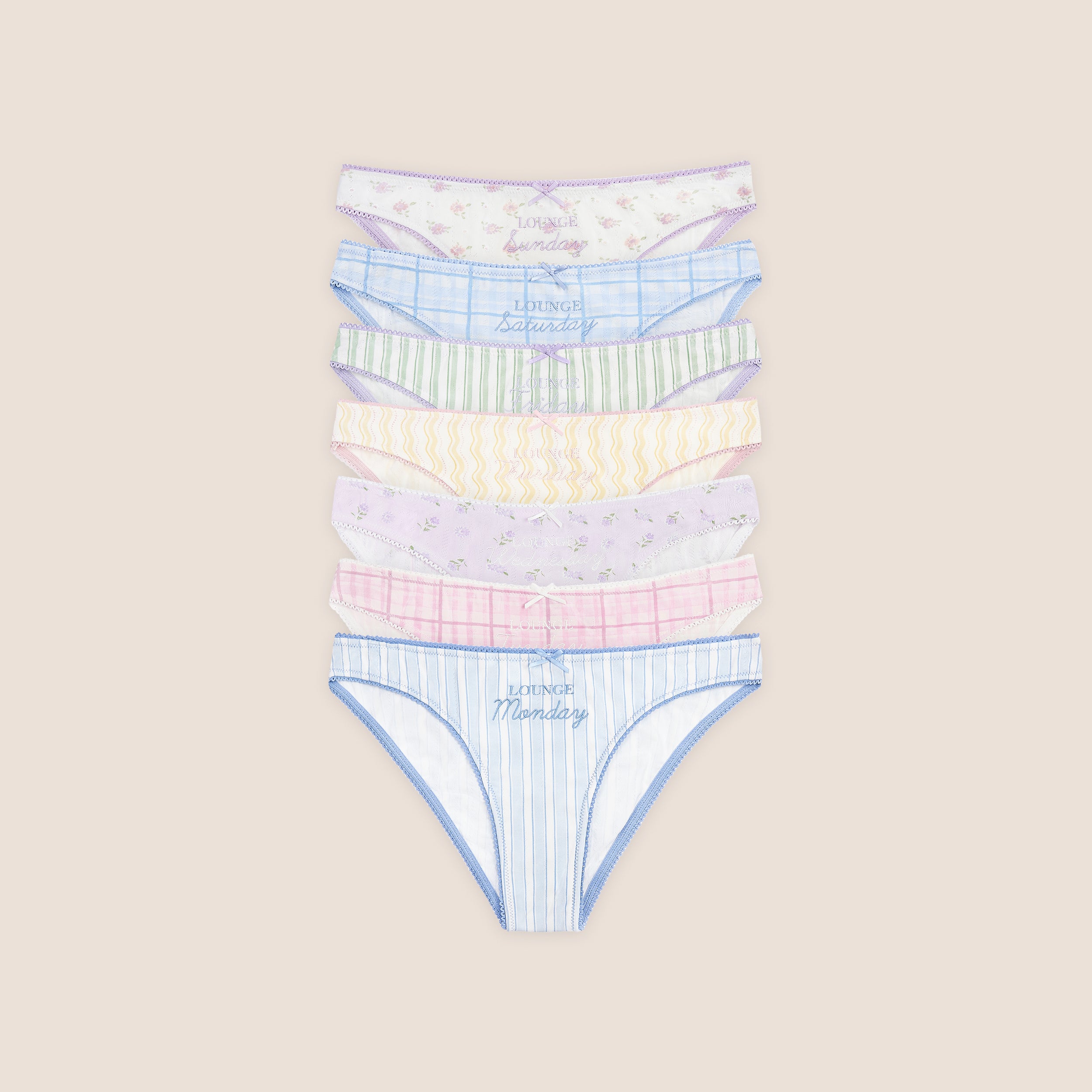 Culottes Days of the Week (pack de 7) - Imprimé Multicolore