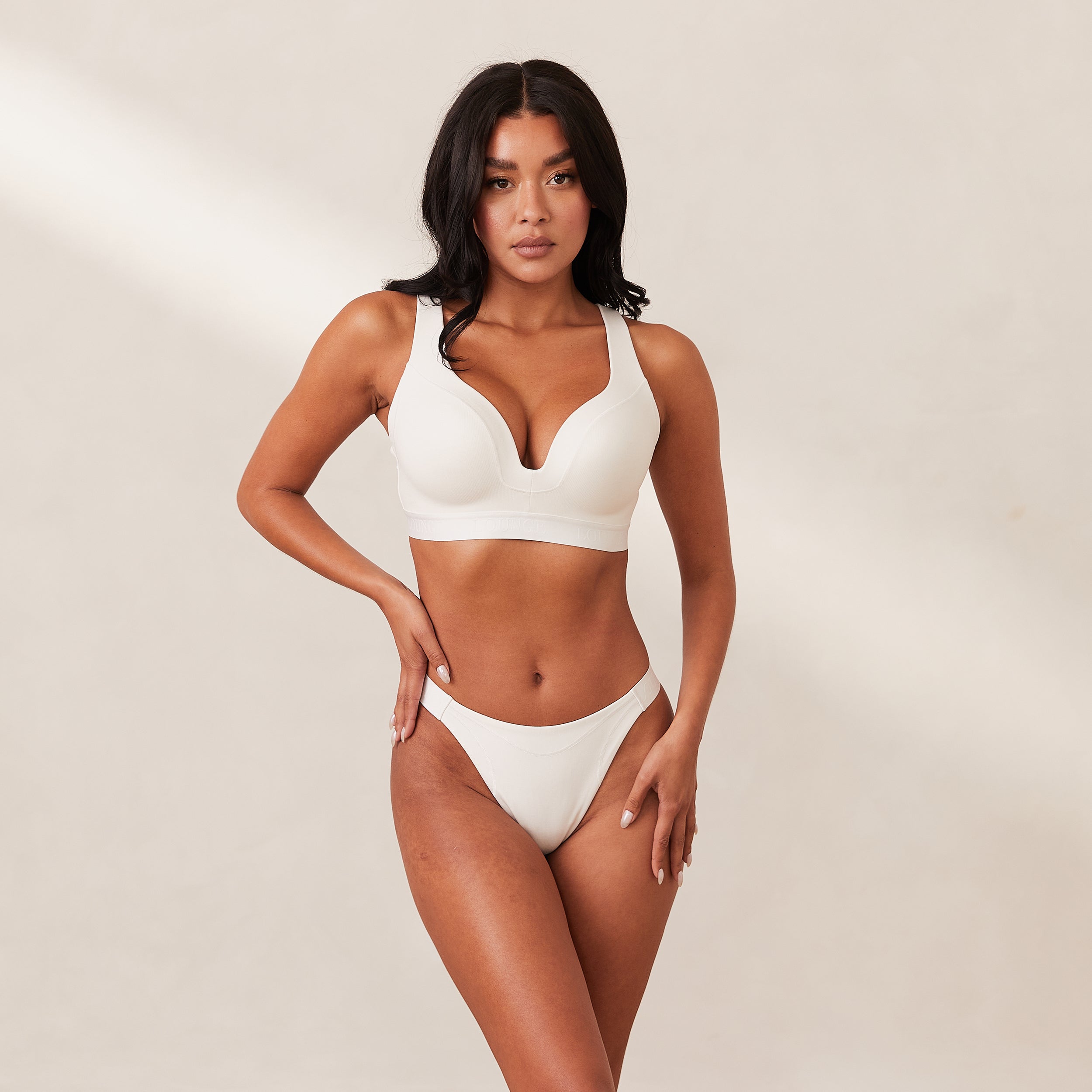 Ribbed Mindful Soutien-Gorge et String/Culotte Ensemble - Blanc – Lounge Underwear